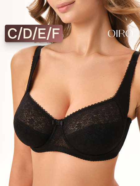 Бюстгальтер Женский OIRO мягкая чашка на каркасе, на косточках, размер 100C черный Нейлон ...