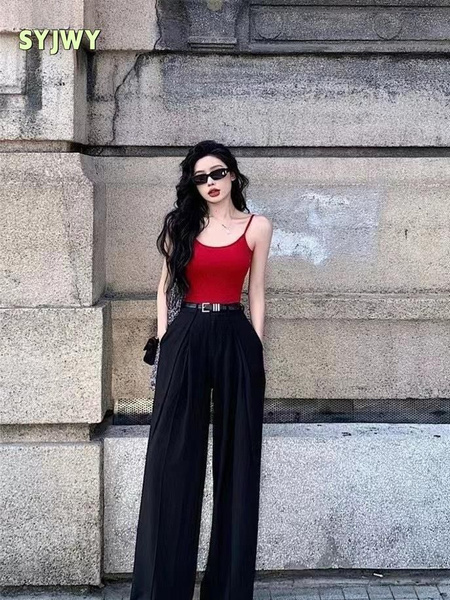 Кроп-топ Женский SYJYW ярко-красный, размер 42 Полиэстер Без рукавов Повседневный Китай Надписи ...