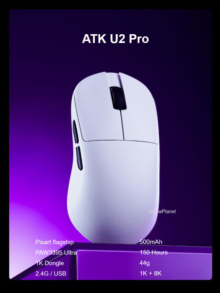 Игровая мышь беспроводная ATK беспроводная U2 , белый, шоколадный купить c доставкой на OZON по ...