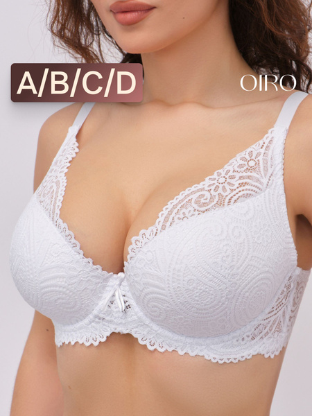Бюстгальтер Женский OIRO, размер 80B белый бриллиант Полиамид, Эластан Повседневный Китай Крючки ...