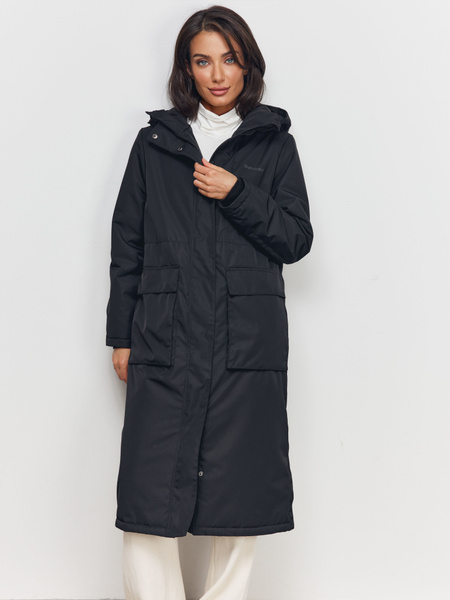 Пальто утепленное Женский Avese черный капюшон Мембранные материалы, Breathable, размер 52 ...