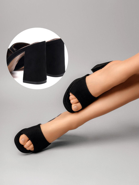 Босоножки Женский Obba Толстый каблук Микрофибра, Экозамша, размер 38 Открытый нос, Круглый нос ...