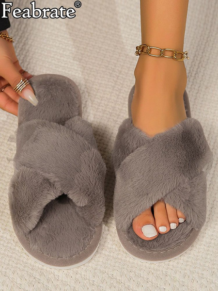 Тапочки Женский Feabrate, размер 42, 43 кофейная роза Кружево Закрытый нос, Легкая модель Зима ...