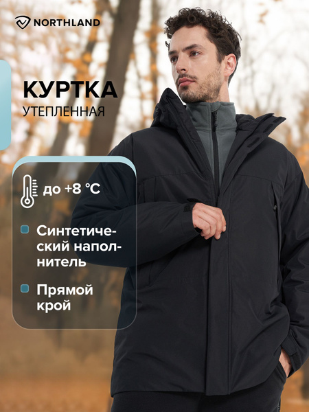 Куртка Мужской Northland черный Полиэстер, размер 52, 54 Зима Полиэстер Бангладеш купить c ...
