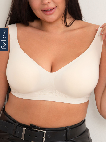 Бюстгальтер Женский Bellasi без косточек, размер 95E, 95F бежевый Спандекс, Нейлон Повседневный ...