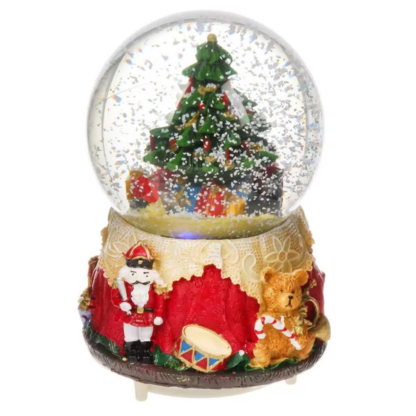 Фигурка декоративная Y4 новогодний шар со снегом Елка 10 10 15 см свет ...