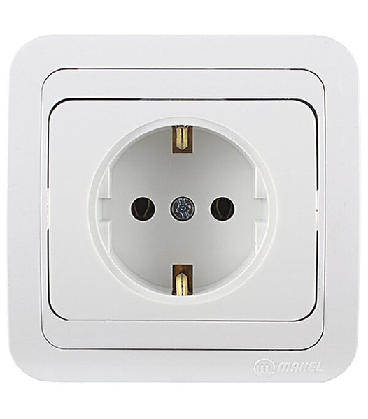 Розетка с рамкой Makel Mimoza 12008 скрытая установка белая с заземлением керамика - купить по ...