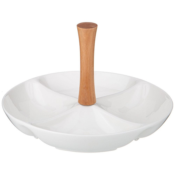 Менажница фарфоровая 4 секции Lefard "Native" с деревянной ручкой 25 х 25 х 16.5 см купить на ...