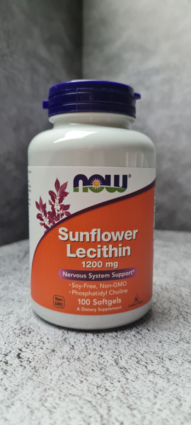 NOW Foods Sunflower Lecithin 1200 mg, 100 caps, Нау фудс Подсолнечный ...