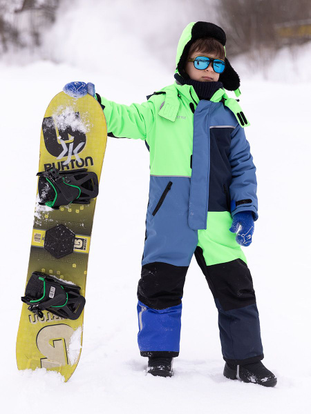 Комбинезон утепленный Мальчики NIKASTYLE, размер 92 салатовый Зима Сноубординг, Спортивная ...