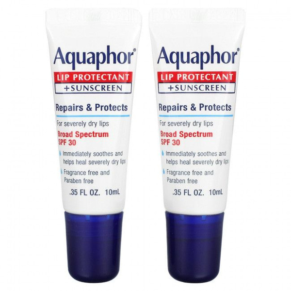 Aquaphor, Средство для защиты губ и солнцезащитное средство, SPF 30, 2 тюбика по 10 мл - купить ...