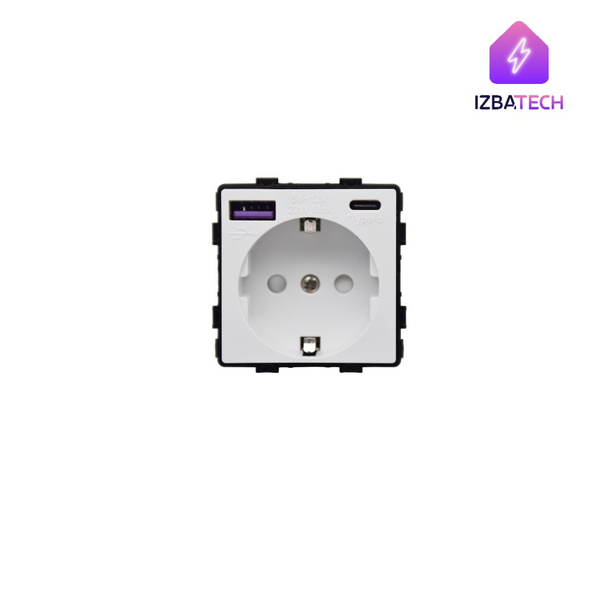 НОВАЯ Розетка с Usb Type C модуль для рамки на 20w евростандарта белого цвета для круглого