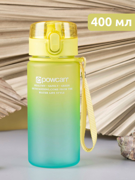 Бутылка для воды спортивная POWCAN - желто-голубая, 400 мл. матовая ...