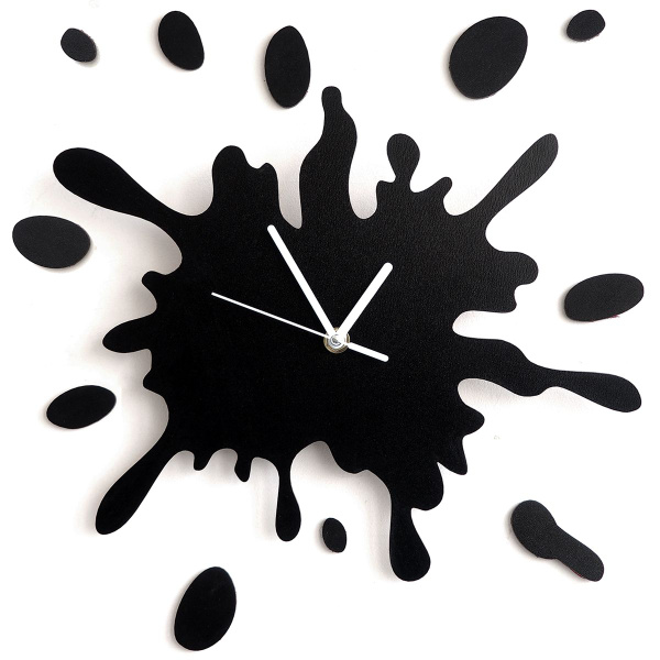 Настенные часы Клякса 30х32 см черные бесшумные купить C доставкой на Ozon по низкой цене