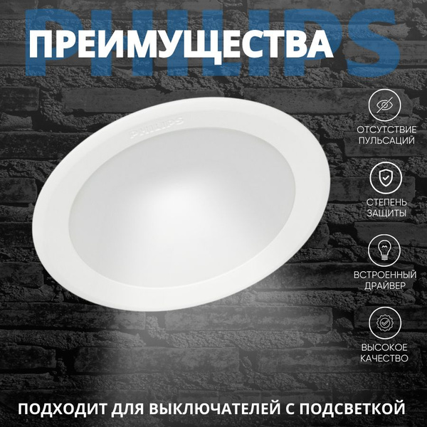 Настенно-потолочный светильник Philips СветТочечнКругPhilips2, LED, Без ...