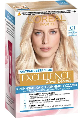 L'Oreal Paris Крем-краска для волос Excellence Pure Blonde, 01 ...