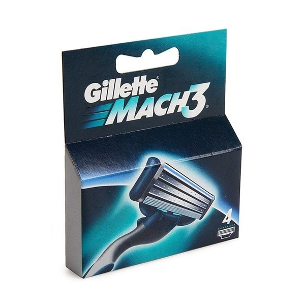 Сменные кассеты Gillette Mach3 мужские 4 шт., с 3 лезвиями - купить с ...