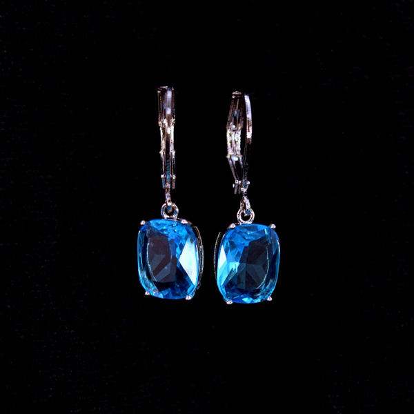 Blur Jewelry Серьги подвески квадратные с голубыми камнями - купить с ...