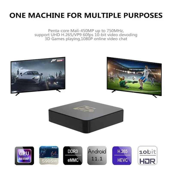 Медиаплеер BOX ТВ-приставка 4К с Android TV, USB Type-A, HDMI, USB, черный матовый, черный ...