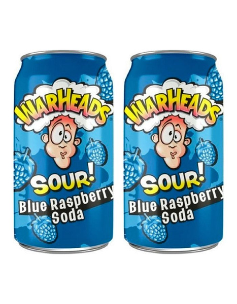 Газированный напиток WarHeads Sour Blue Raspberry Soda, 2 шт x 355 мл ...