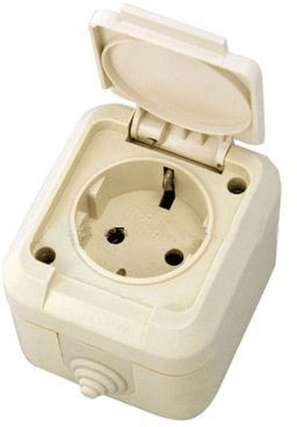 Розетка с заземлением и крышкой полугерметичная, кремовый Makel Nemilyer 18204 IP44 - купить по ...