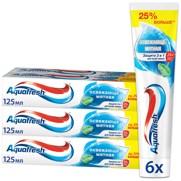 Зубная паста Aquafresh Освежающе-мятная с фтором для тройной защиты ...