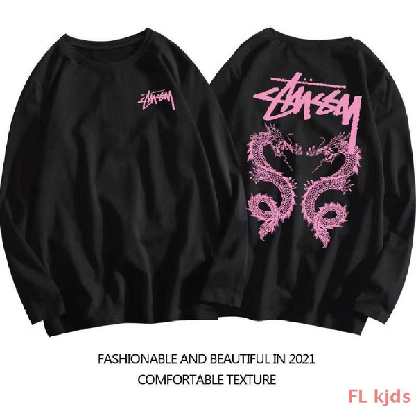Лонгслив Женский, Мужской Stussy черный, розовый Длинный, размер 42 ...