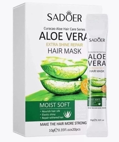 SADOER Маска для волос увлажняющая и питающая с Aloe Vera 20 шт *10 гр купить на OZON по низкой ...