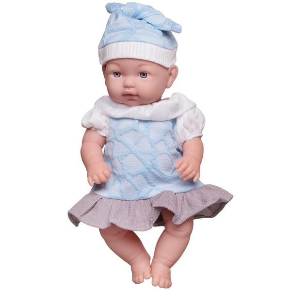 Пупс Junfa "Baby Doll", 30 см, в платье и шапочке, с поильником и игрушкой, в коробке - купить с ...