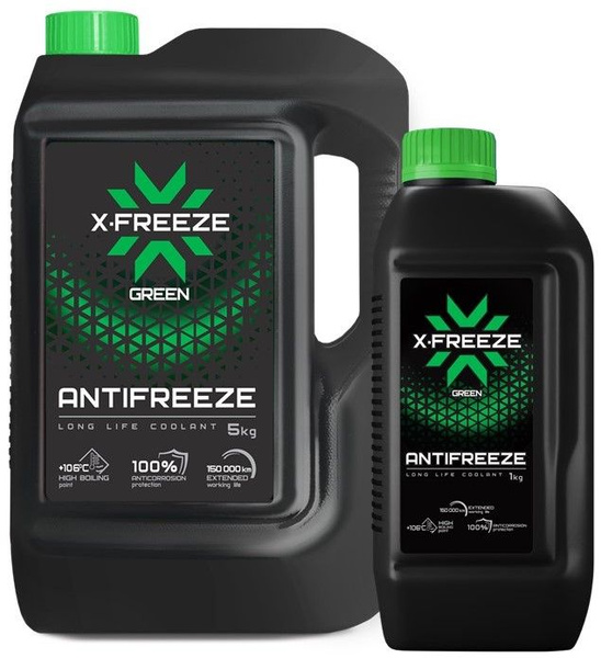 Антифриз X-Freeze Green G-11 (-40) зелёный Комплект 5 кг+1кг купить на OZON по низкой цене ...