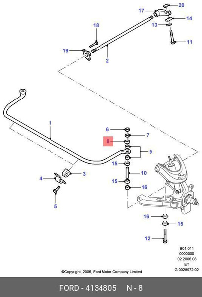 Фиксатор стойки стабилизатора перед Ford 4 134 805 - купить по ...