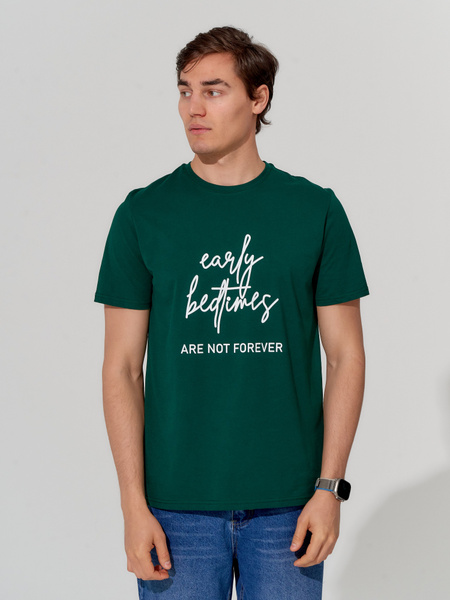 Футболка T-RONE menswear, размер 48, цвет темно-зеленый, 92% хлопок, 8% ...