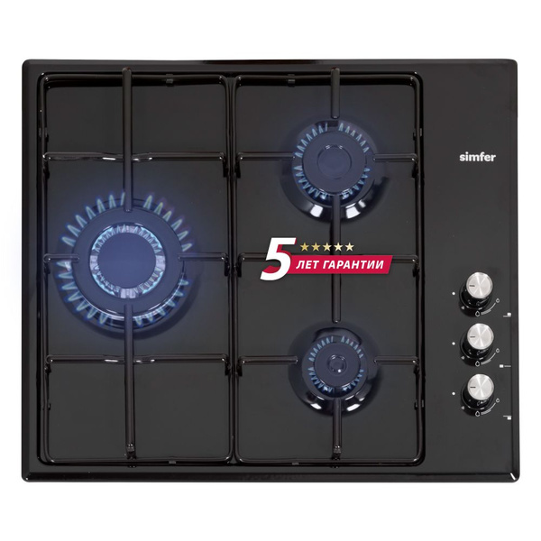 Газовая варочная панель Simfer 60см / газ-контроль / электроподжиг / WOK конфорка ...