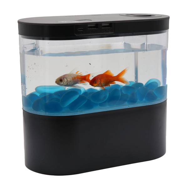 Декоративный аквариум с насосом и фильтром 2л Happy Fish (черный ...