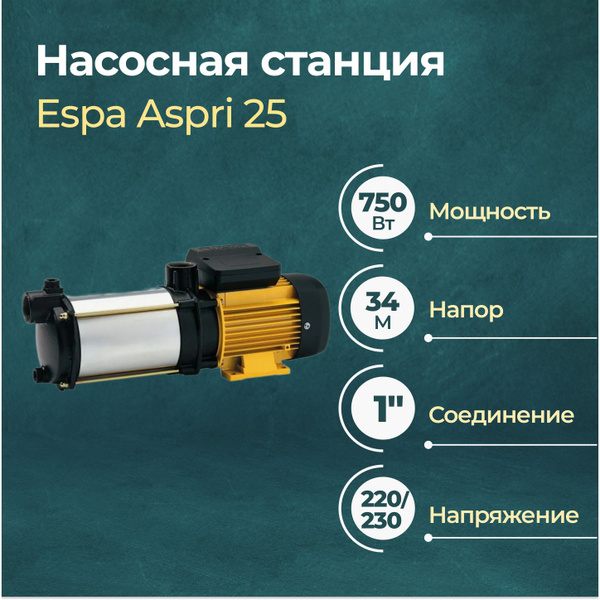 Насосная станция ESPA Насос для водоснабжения Aspri 25_34, 230 л/мин - купить по выгодной цене в ...
