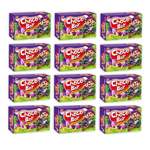Choco Boy Печенье грибочки, Черная смородина, 45 гр, 12 уп. - купить с ...