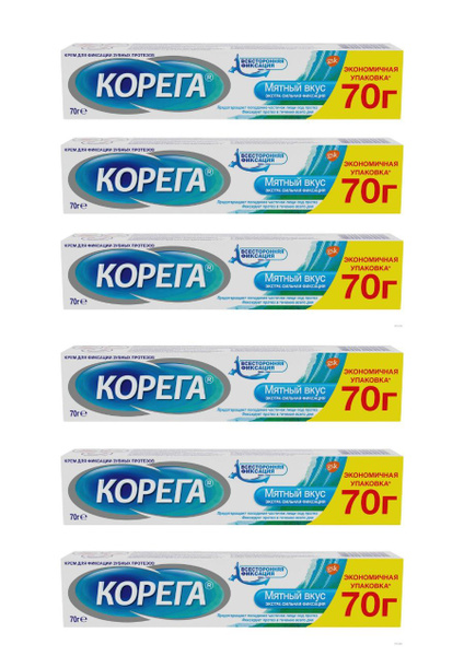 Корега крем для фиксации зубных протезов, экстра сильный мятный вкус, 6 ...