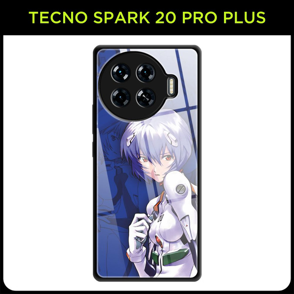 Стеклянный чехол на Tecno Spark 20 Pro Plus Текно Спарк 20 Про Плюс с принтом аниме Евангелион