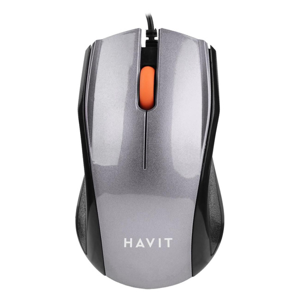Мышь проводная Havit HV-MS689 Gray 6950676279429, черный, серый ...