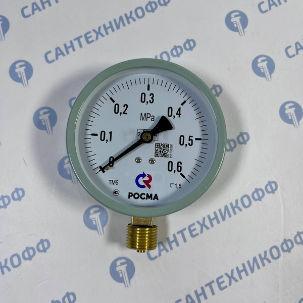 Манометр РОСМА ТМ-510Р.00 (0-0,6МРа) 100мм., G1/2"Н, радиальный, класс ...