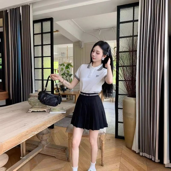 Комплект одежды Женский Miu Miu Спортивный черный, размер 44 Хлопок, рост 160-175 Китай Лето ...