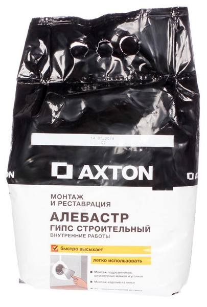 АКСТОН алебастр (2,5кг) / AXTON алебастр гипс строительный для ...