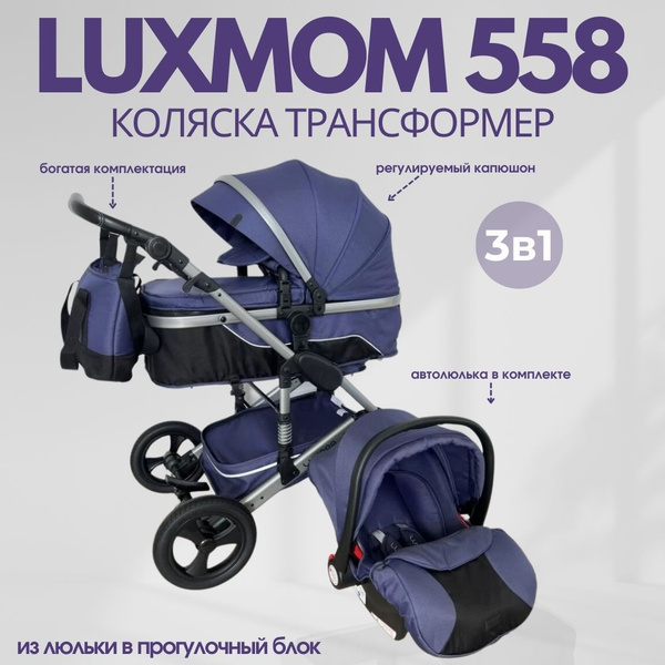 Детская коляска - трансформер Little Sonya 558 3в1 синий, для ...