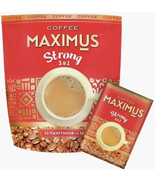 150 Кофейный напиток кофе растворимый 3 в 1 STRONG MAXIMUS 20п*18г ...