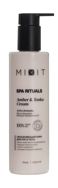 MIXIT Крем для рук и тела MIXIT SPA Rituals с ароматом амбры и бобов тонка увлажняющий, 250 мл ...