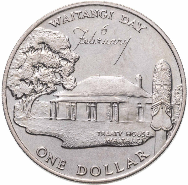 Новая Зеландия 1 доллар dollar 1977 "25 лет правления Королевы Елизаветы II и День Вайтанги ...