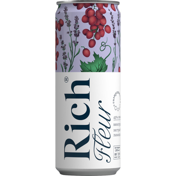 Напиток сокосодержащий RICH Fleur из винограда с ароматом лаванды 0.33L ...