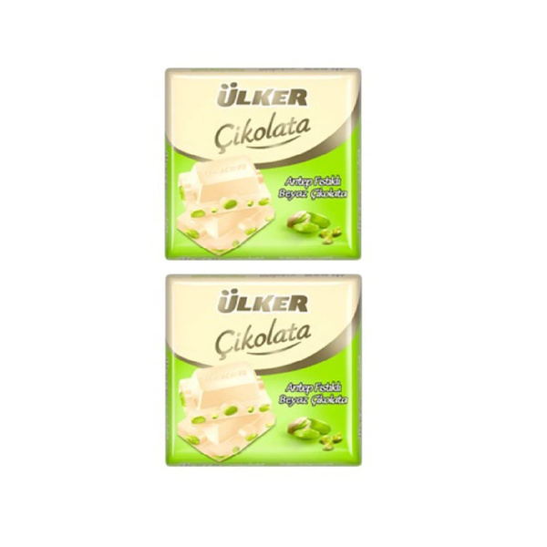 ULKER Antep Fistikli Beyaz Kare Cikolata белый шоколад с фисташкой 2 шт ...