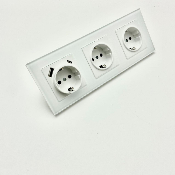 Розетка тройная стеклянная с USB и Type-C - купить по низкой цене в ...