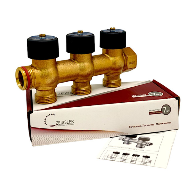 Коллектор для водоснабжения Zeissler 3/4"х3/4" на 3 выхода ...